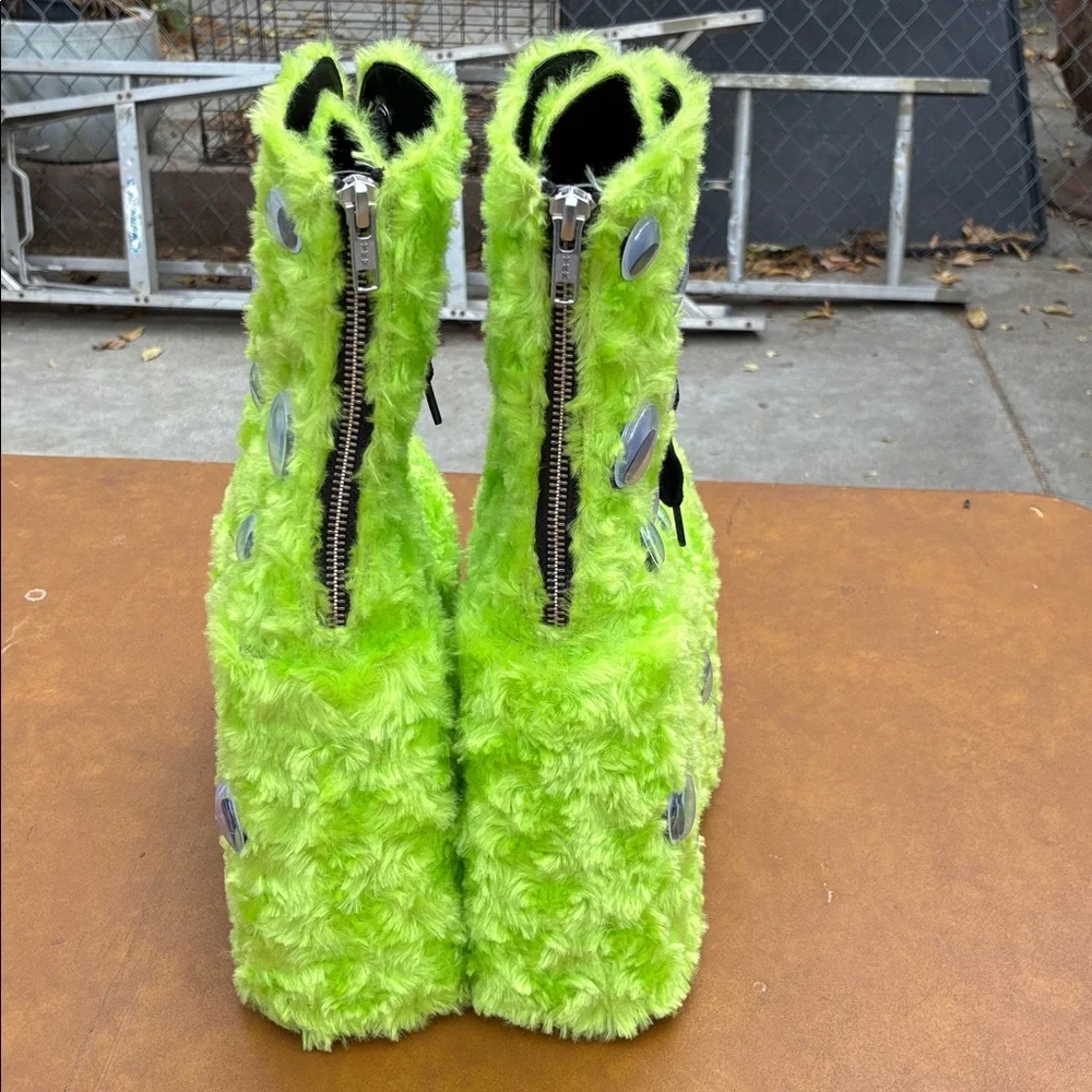 Demonia | Shoes | Demonia Slime Fuzzy Green Googly Eyes Platform Boot ...